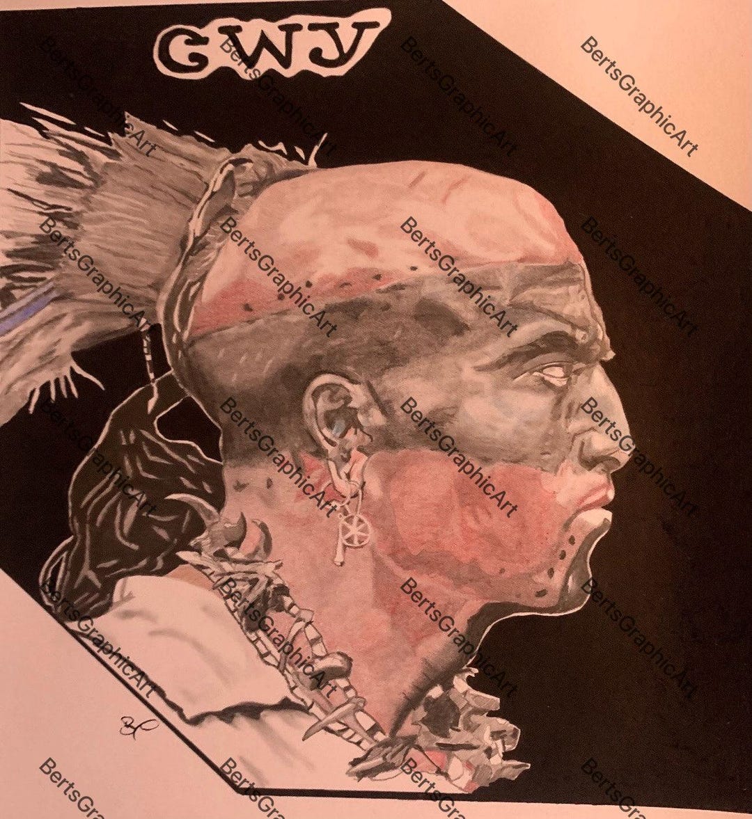 Cherokee Native American Portrait – Custom Hand-drawn Negative Space ...