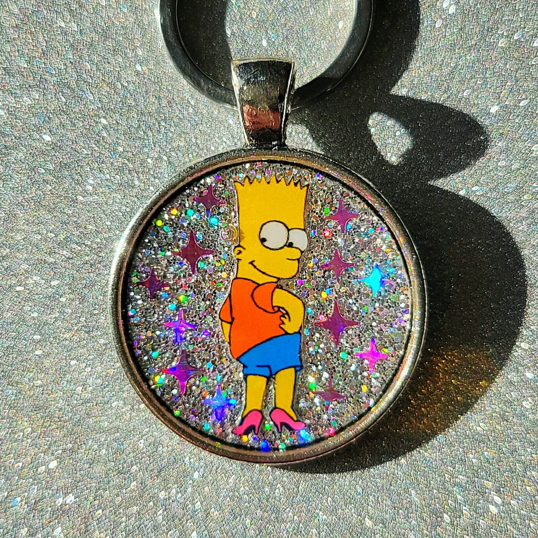 Bart the Beauty Queen Sparkly Keychain Pendant - Etsy