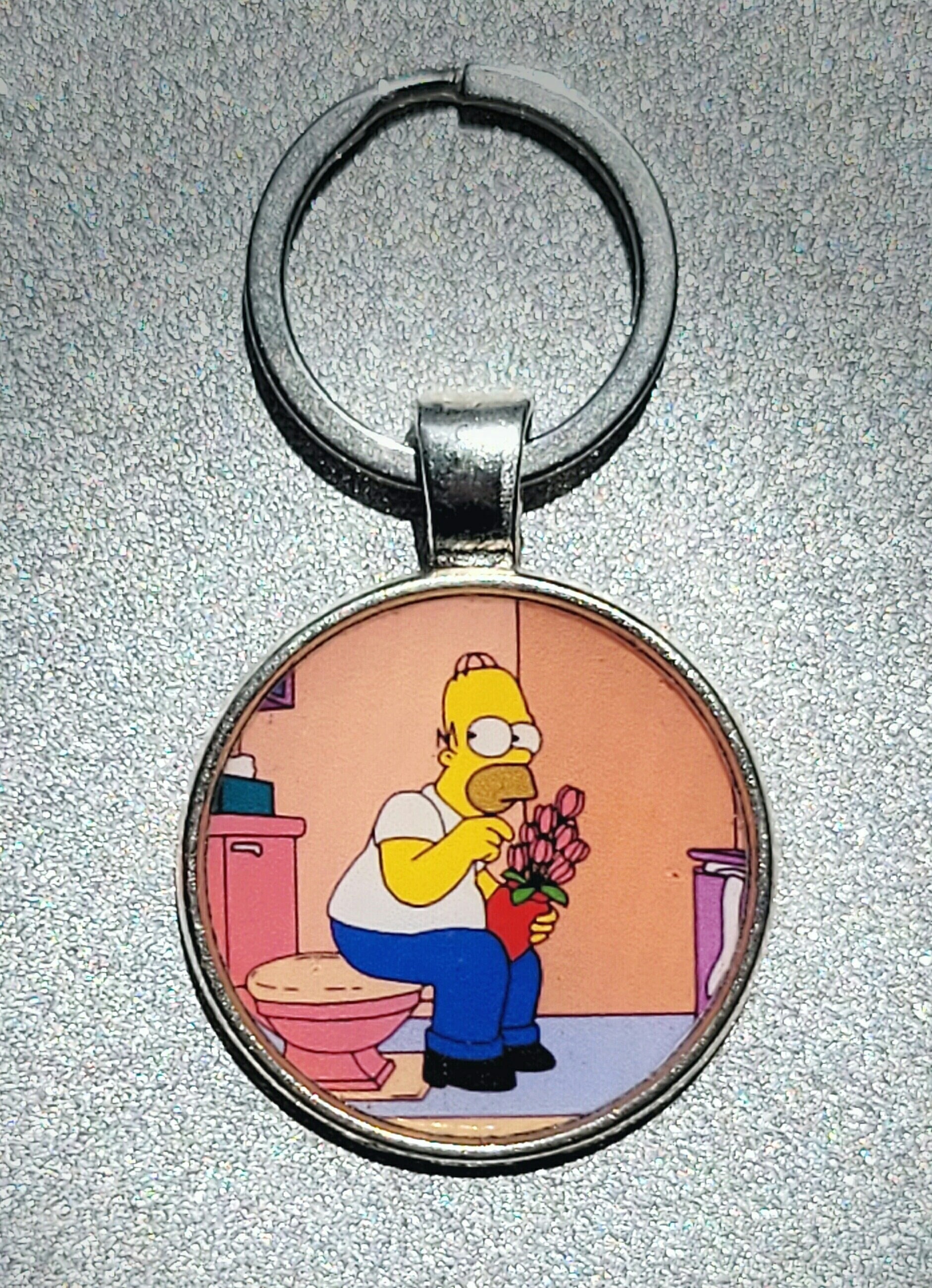 Homer Simpson Eating Tulips Secret Shame Pendant Keychain - Etsy