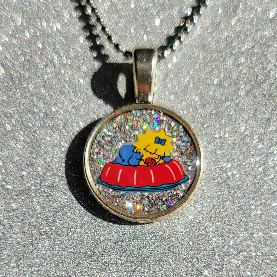 Maggie Simpson Napping on Jello Sparkly Pendant Necklace - Etsy