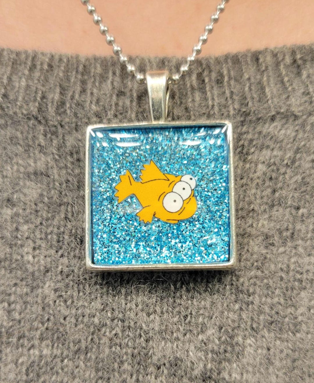 Blinky Fish Simpsons Sparkle Pendant Necklace - Etsy