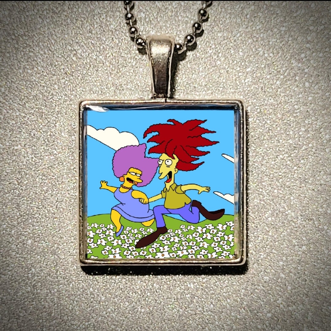 Romping Sideshow Bob And Selma Black Widower Simpsons Pendant Necklace Etsy