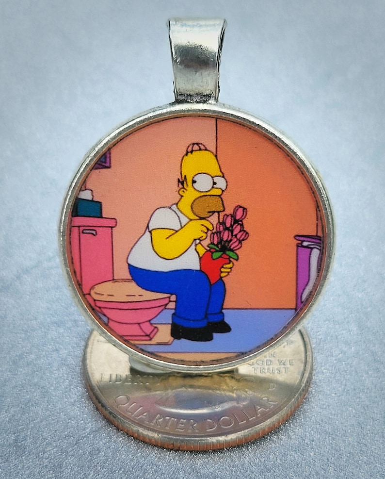 Homer Simpson Eating Tulips Secret Shame Pendant Keychain - Etsy