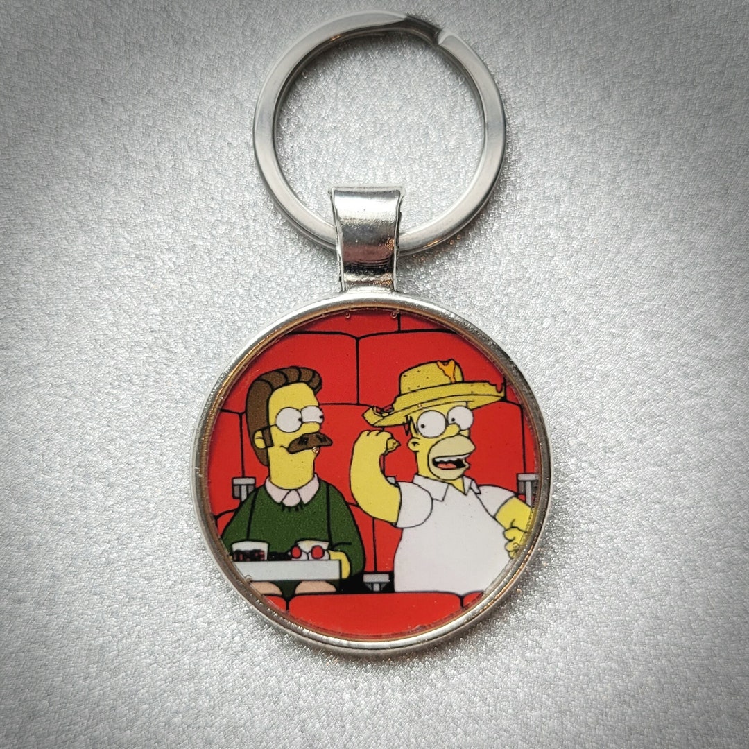 Homer Loves Flanders Nacho Hat Simpsons Pendant Keychain - Etsy