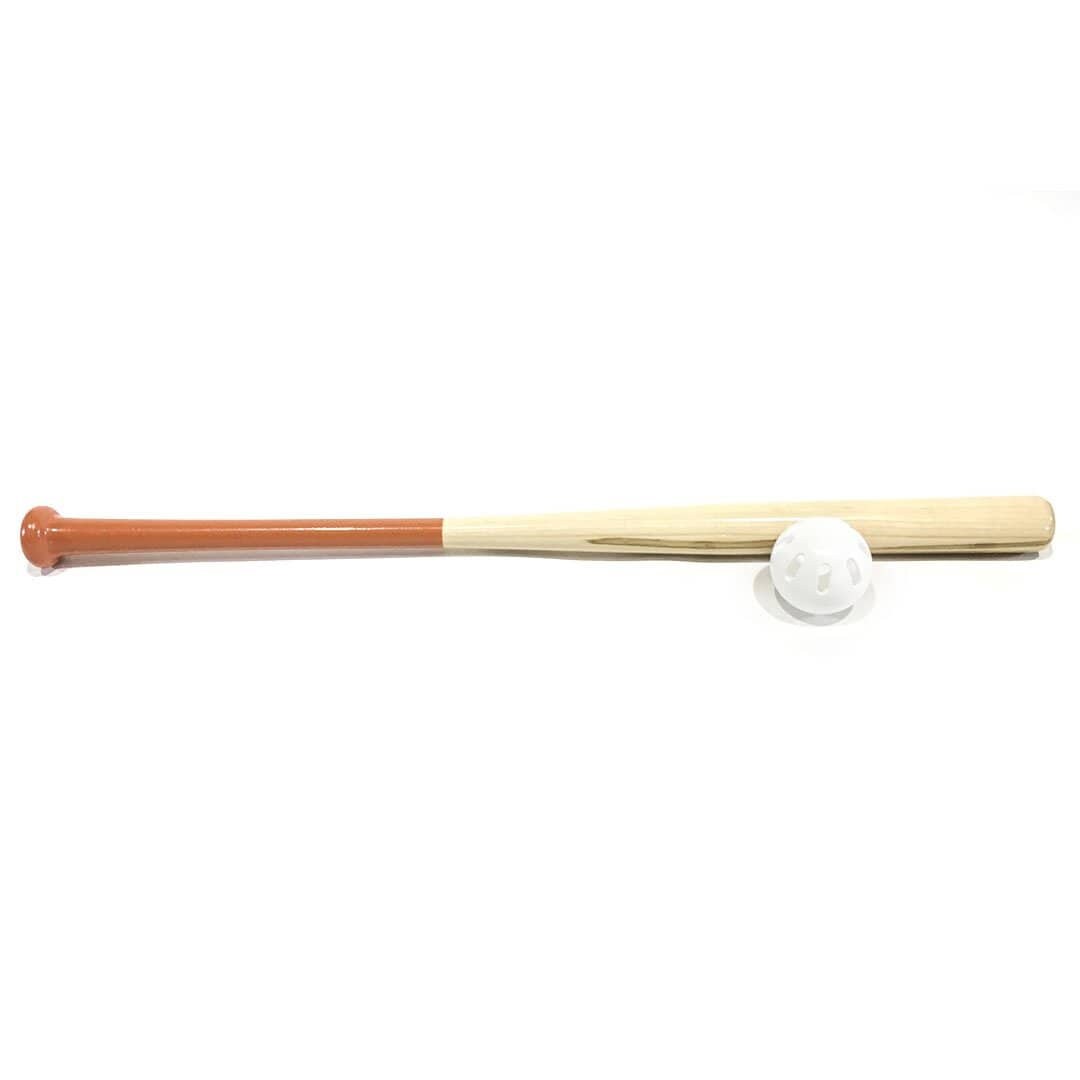 Natural Wood With Coral Orange Handle Whiffer Bat for Kid, Whiffer Bat ...