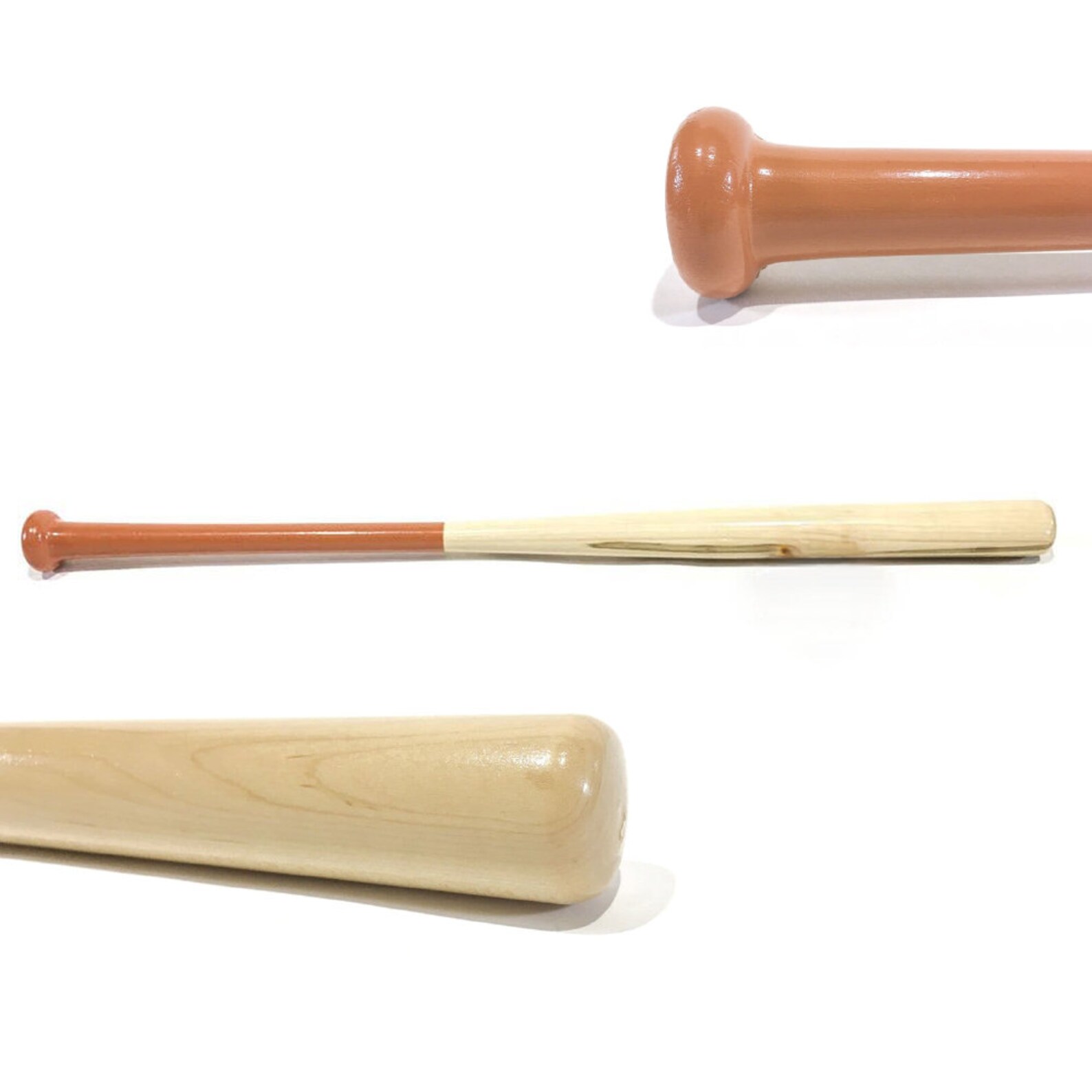 Natural Wood With Coral Orange Handle Whiffer Bat for Kid, Whiffer Bat ...