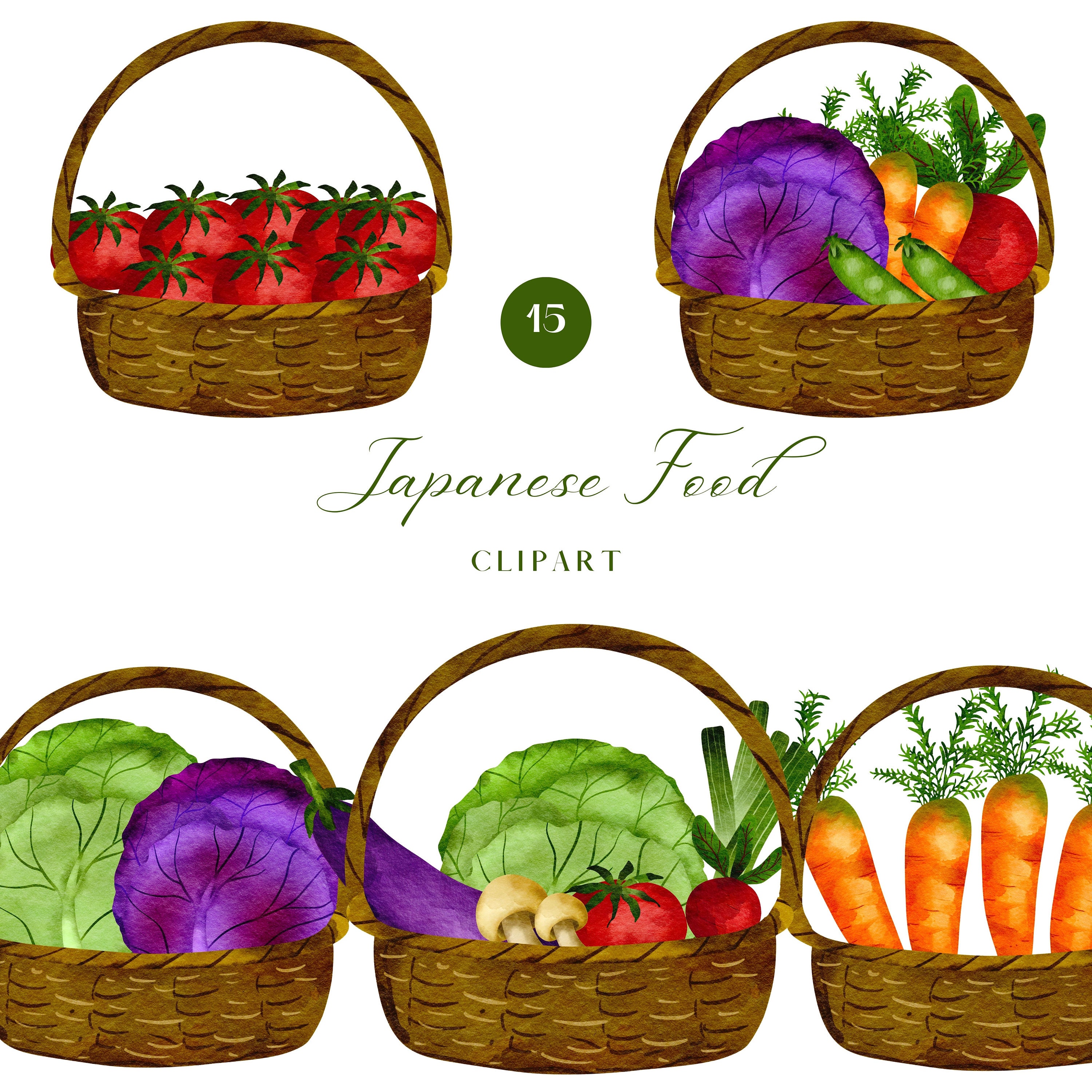 Watercolor Vegetables Clipart, Veggies Clipart, Food Clipart ...