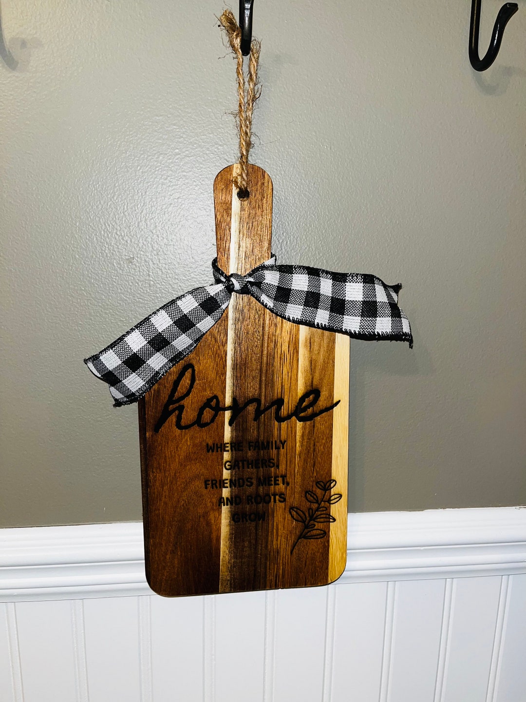 Home Cutting Board Sign With Buffalo Check Ribbon - Etsy