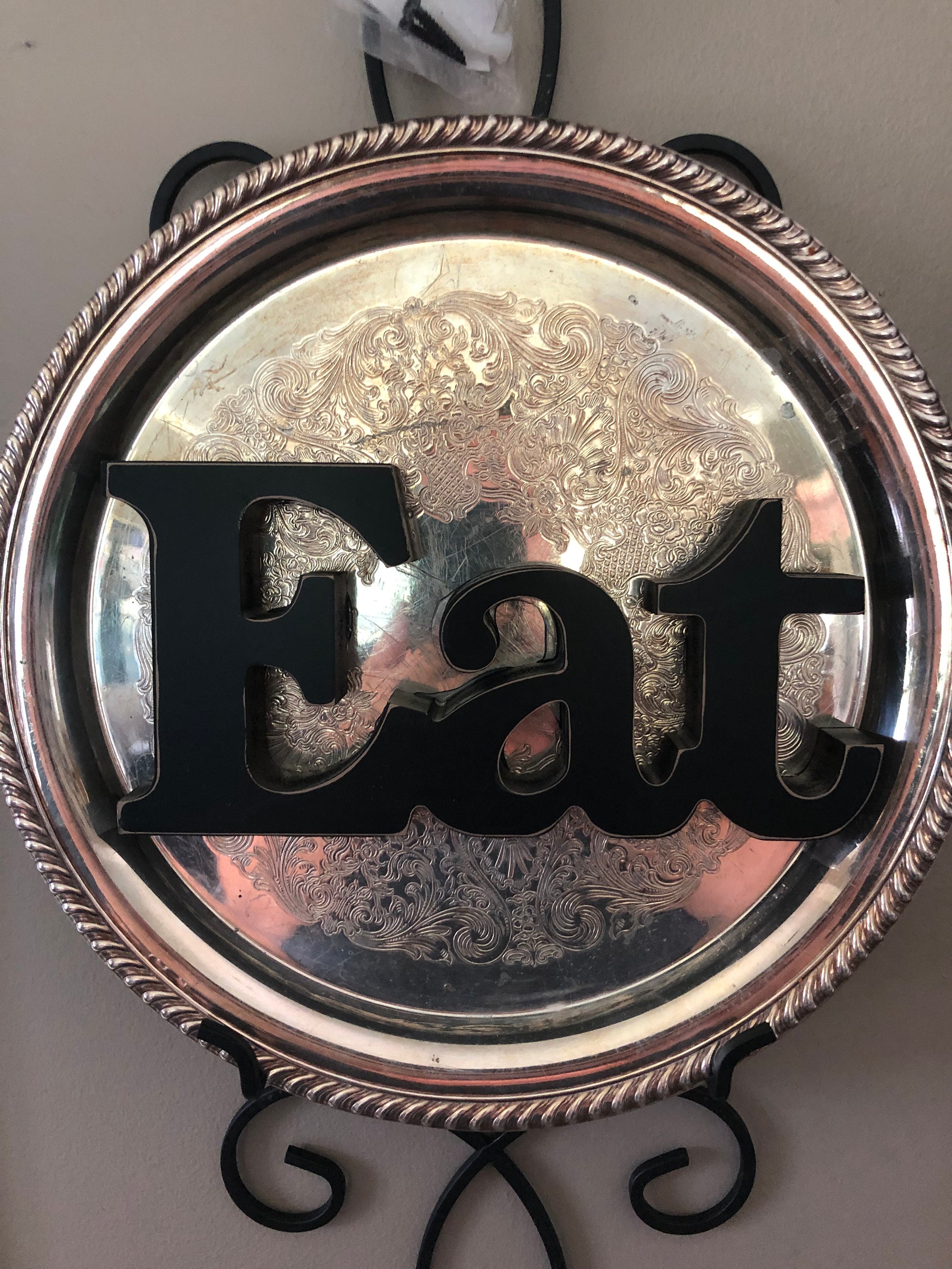 Vintage Silver Plated Eat Sign and Stand - Etsy