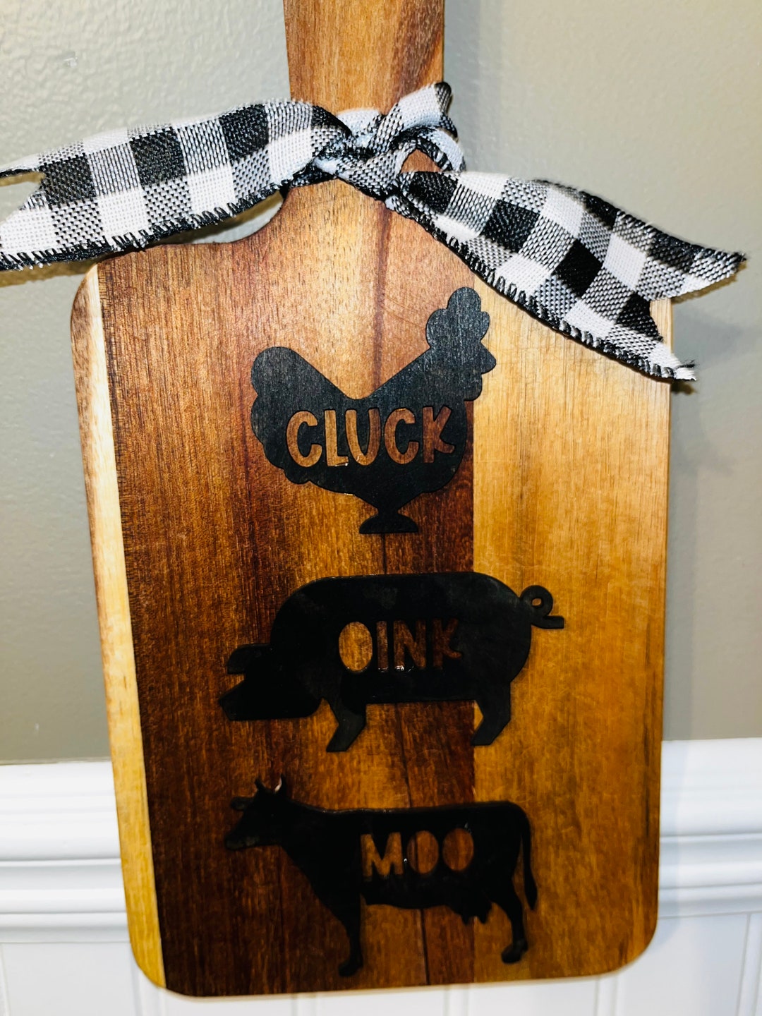 Wood Cutting Board With Cluck, Oink and Moo - Etsy
