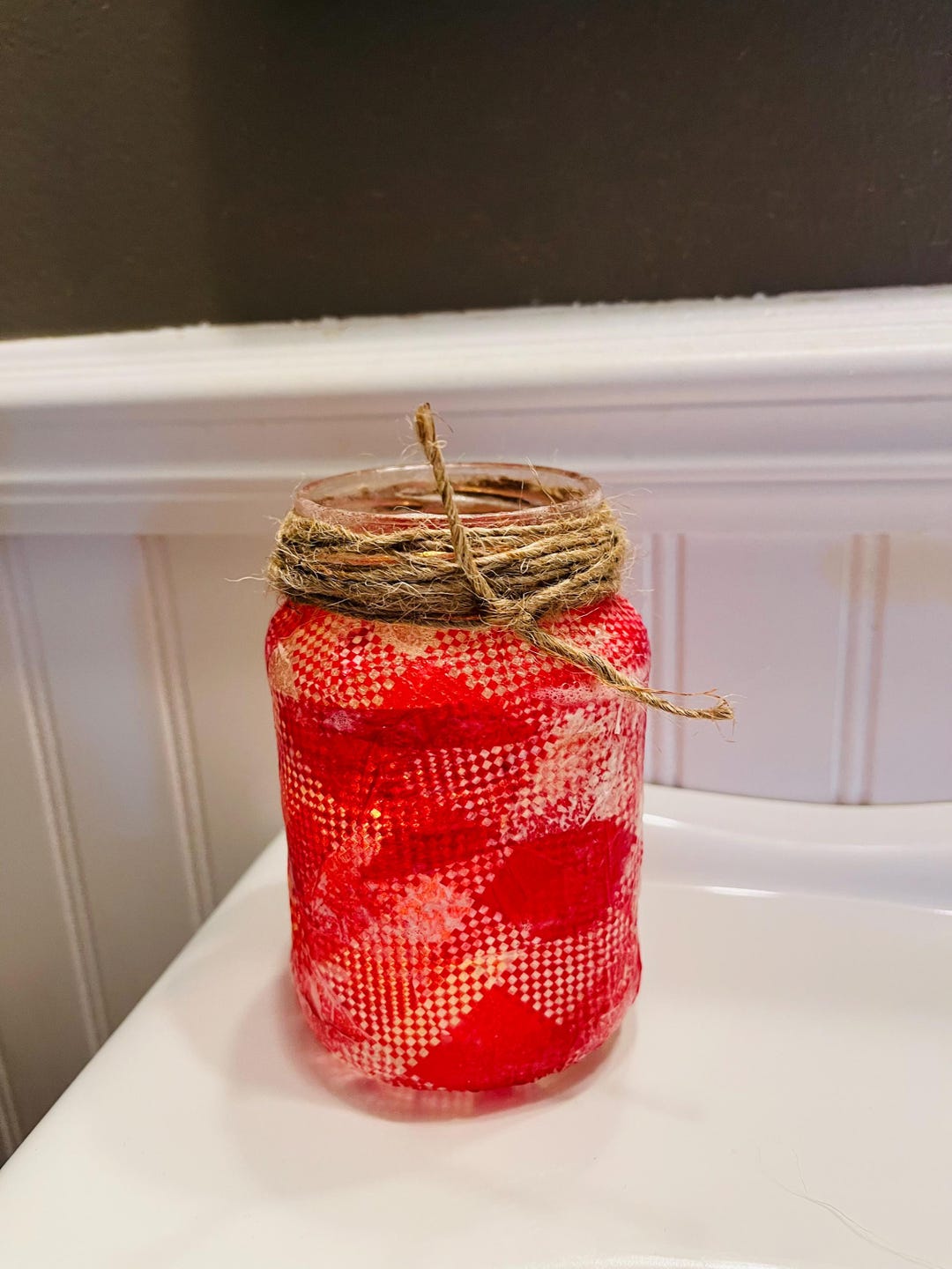 Red Buffalo Check Candle Holder - Etsy