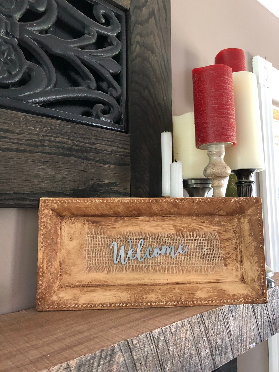 Antique Chalk Finish Welcome Sign: Galvanized Metal Accent - Etsy