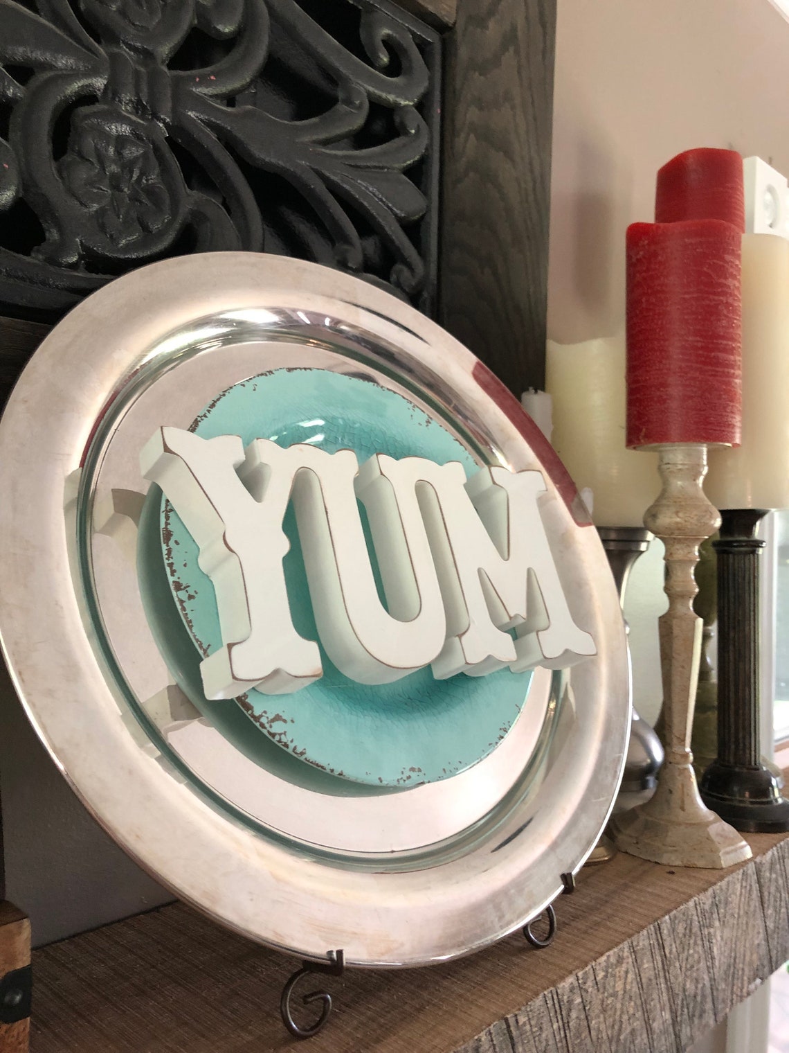 Yum Silver Plate Sign - Etsy