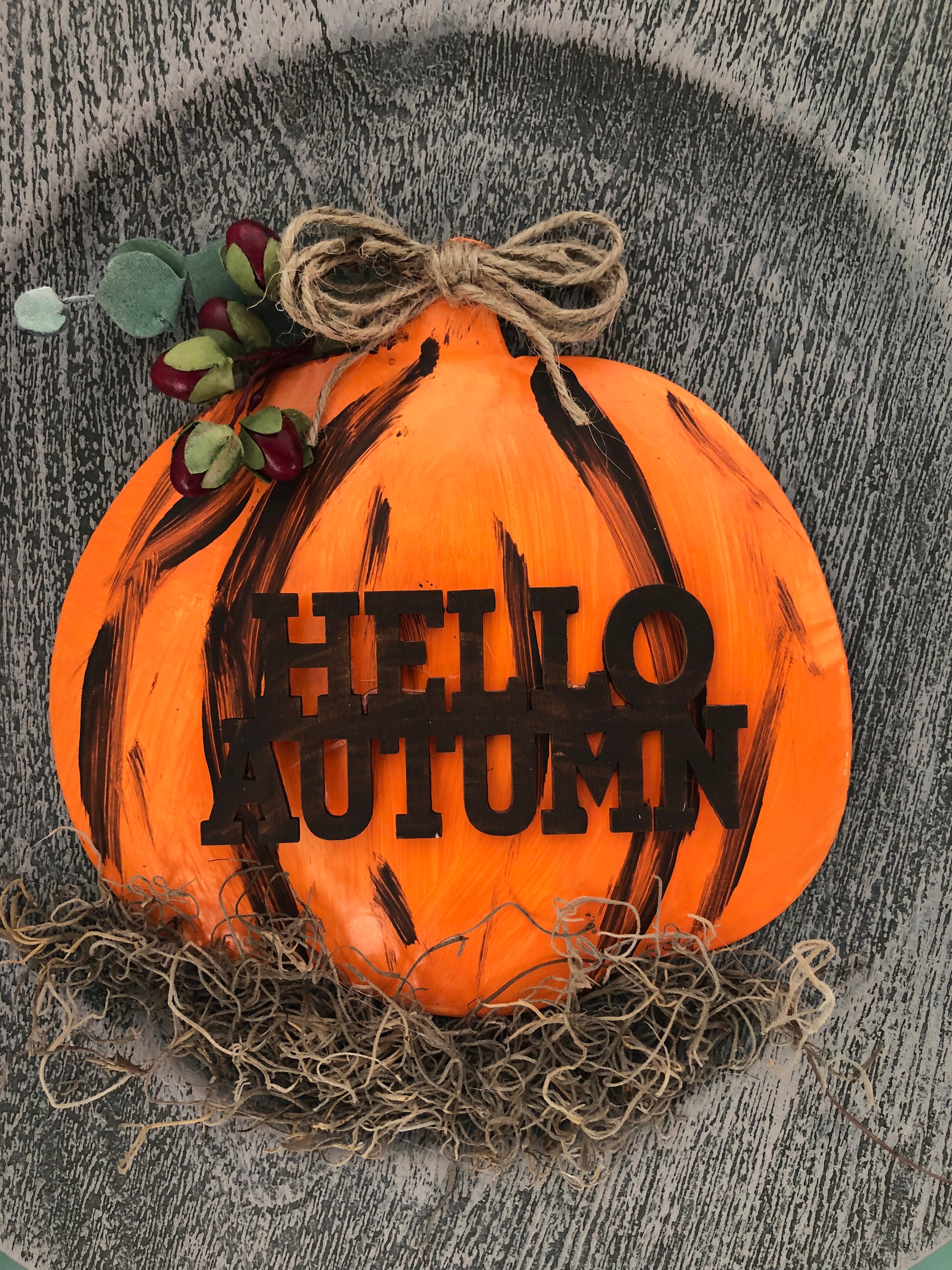 Hello Autumn Pumpkin Sign - Etsy