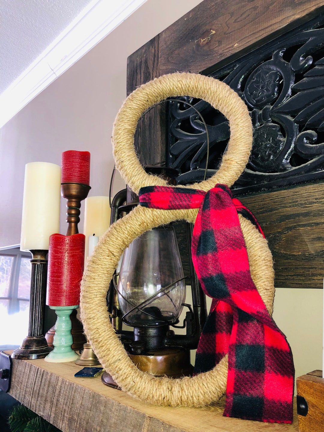 Jute Snowman With Buffalo Check Scarf - Etsy