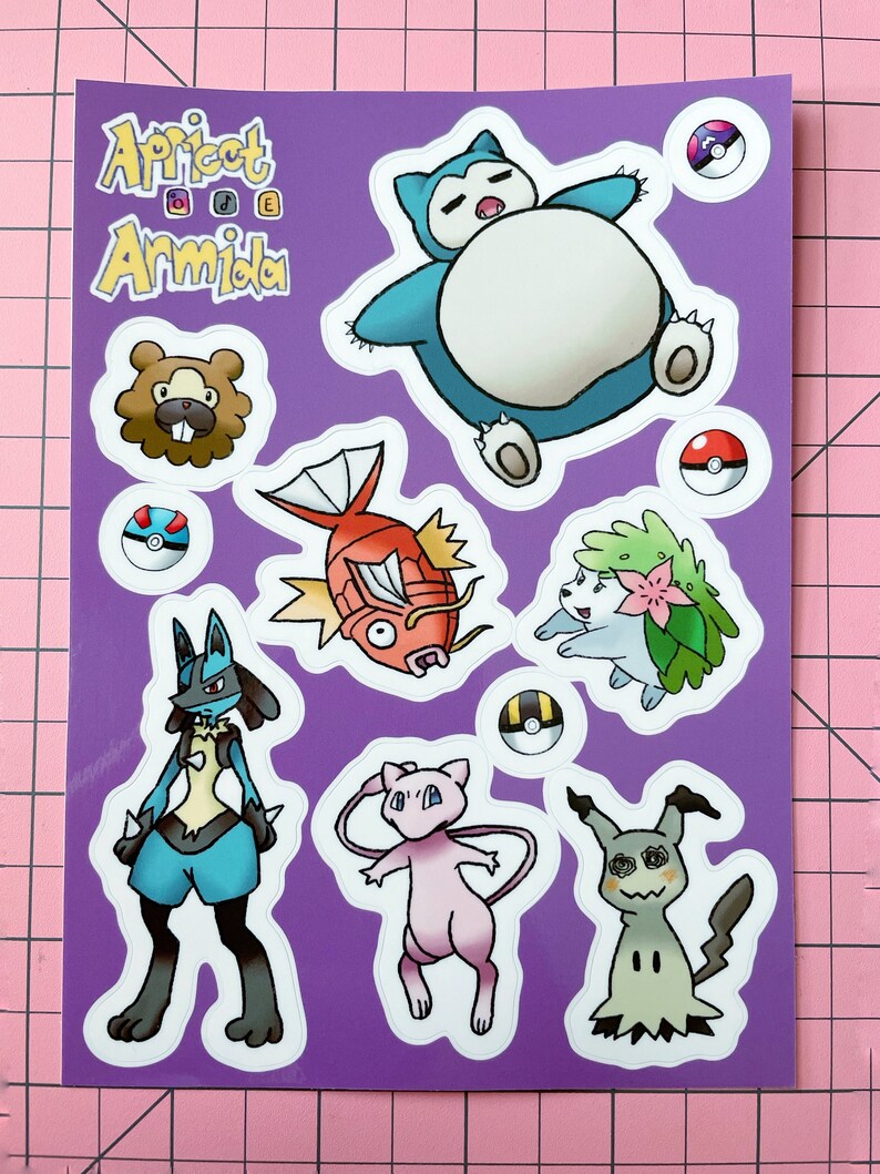 Purple Pokemon Sticker Sheet Incuding Pokeball Stickers Pokémon Fanart ...
