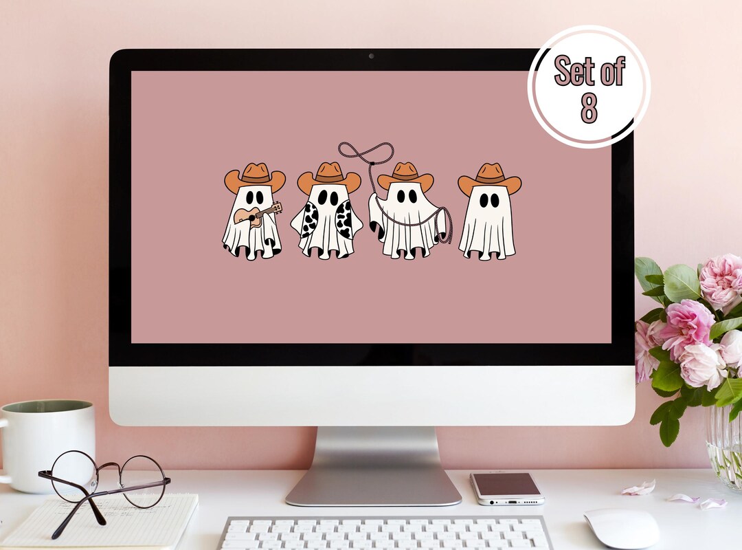 Set of Eight Cowboy Cowgirl Western Ghosts Computer or iPad Wallpapers ...