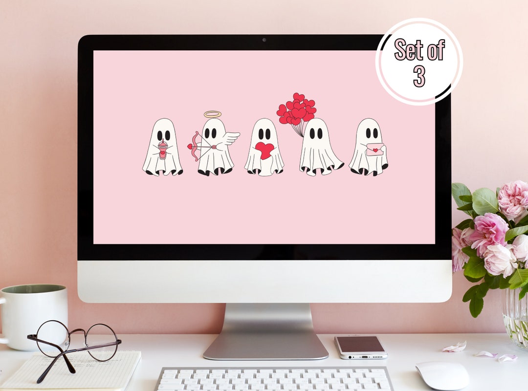 Heart Ghosts Computer Desktop Wallpaper - Etsy