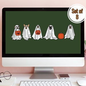 SET OF 8 Spooky Dogs Computer Wallpapers | Halloween Backgrounds | Cute ...