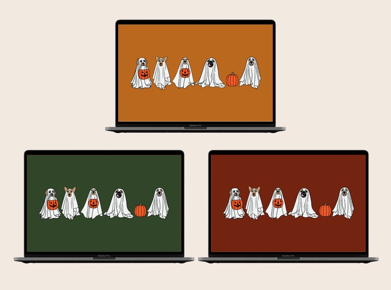 SET OF 8 Spooky Dogs Computer Wallpapers | Halloween Backgrounds | Cute ...