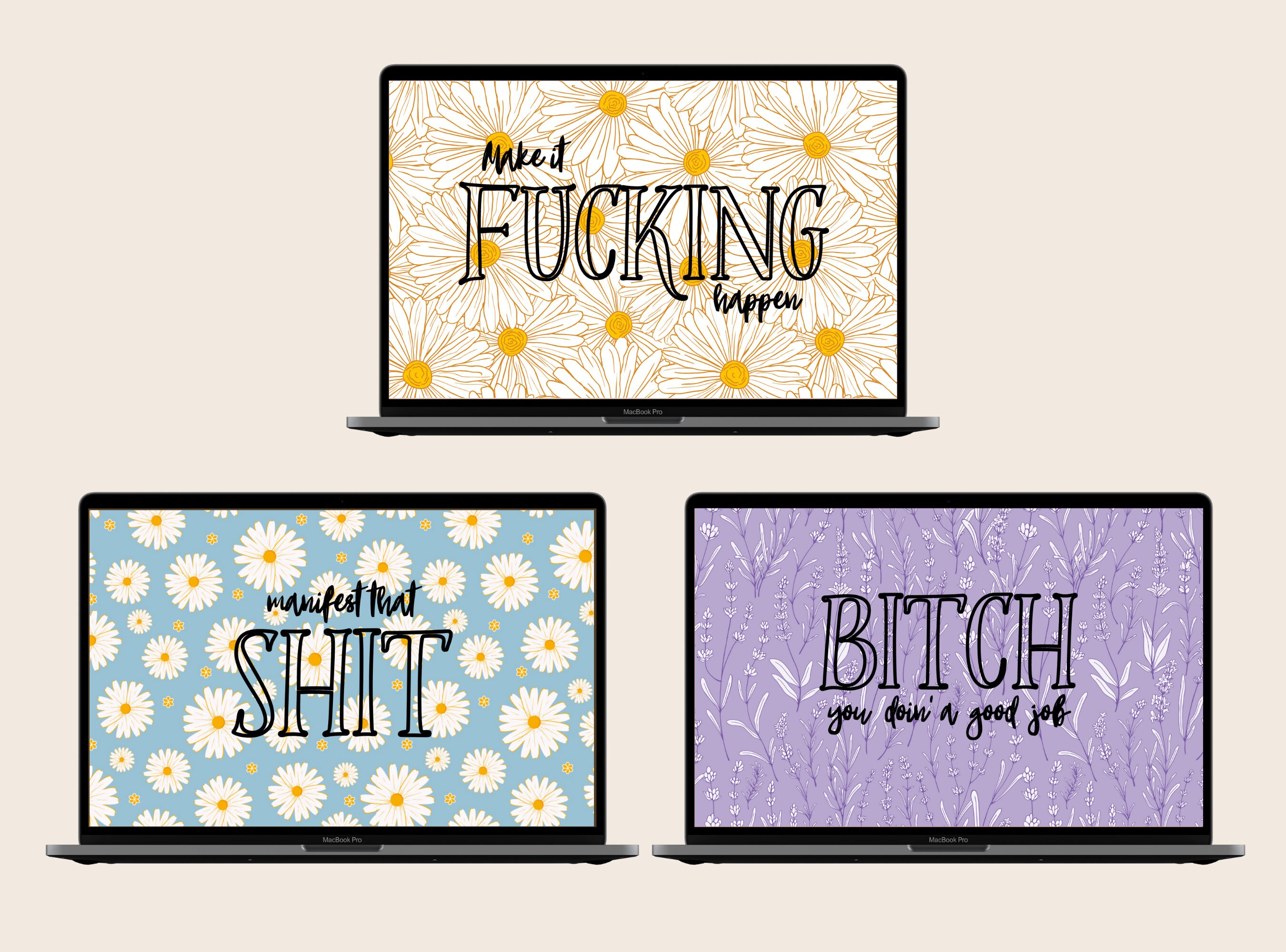 SET OF 8 Pretty Profanities Computer Wallpapers Swear Words - Etsy