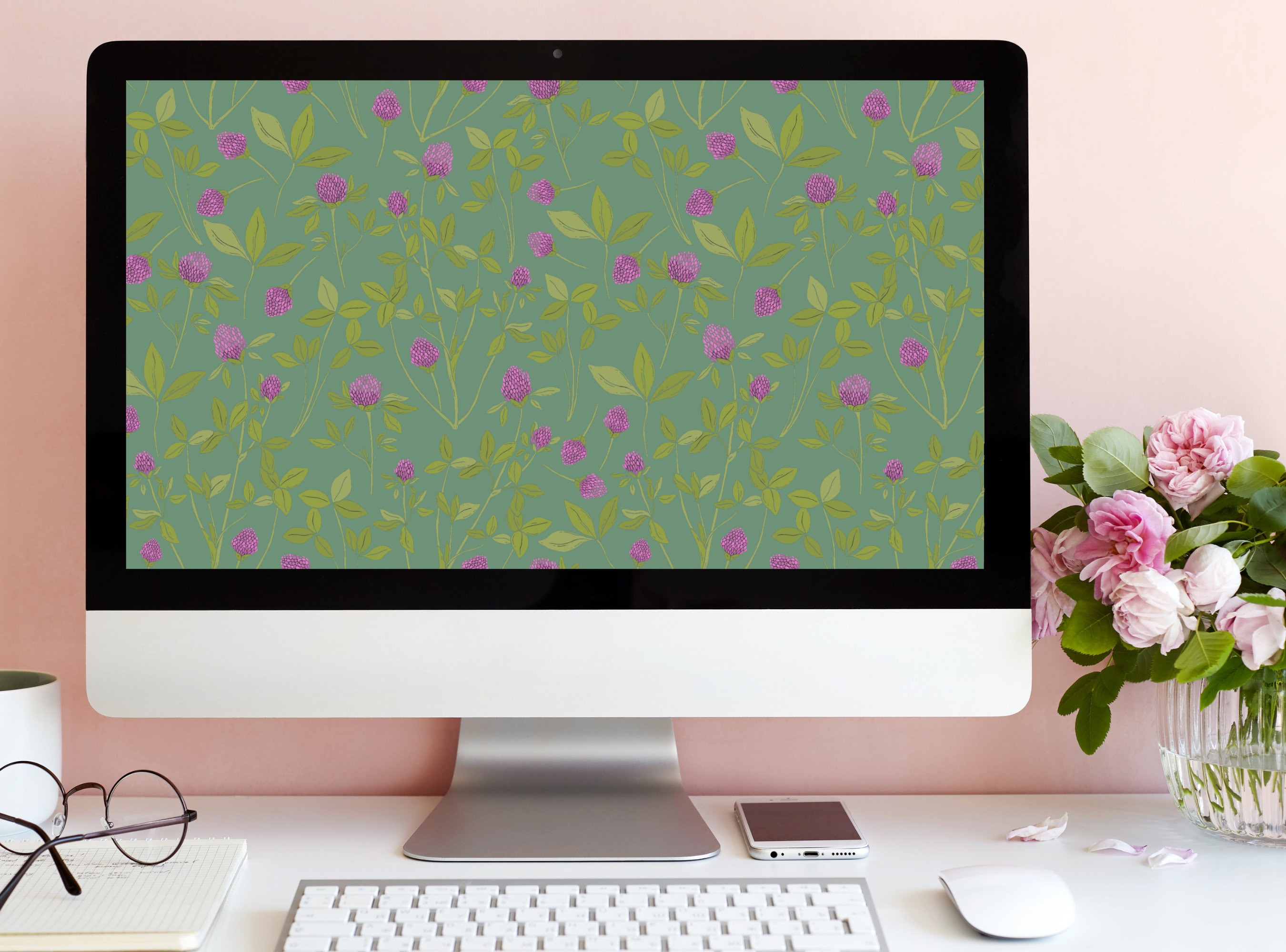 Set of Eight Colorful Floral Computer Wallpapers - Etsy