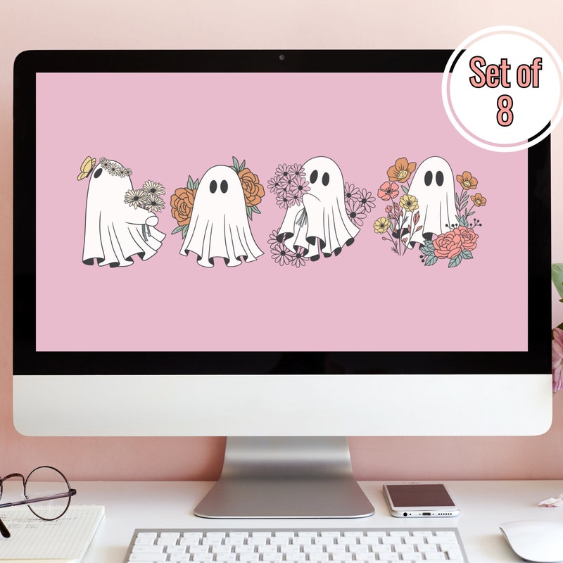 Pink Halloween Desktop Wallpaper - Etsy