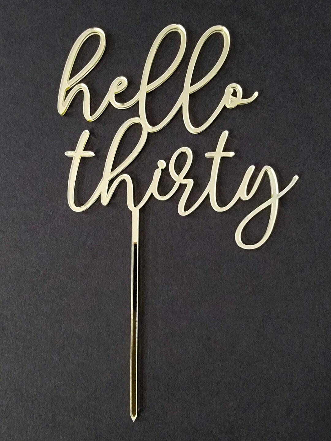 Hello Thirty Topper With Stick- Acrylic Cake Name Tags, for Birthdays ...