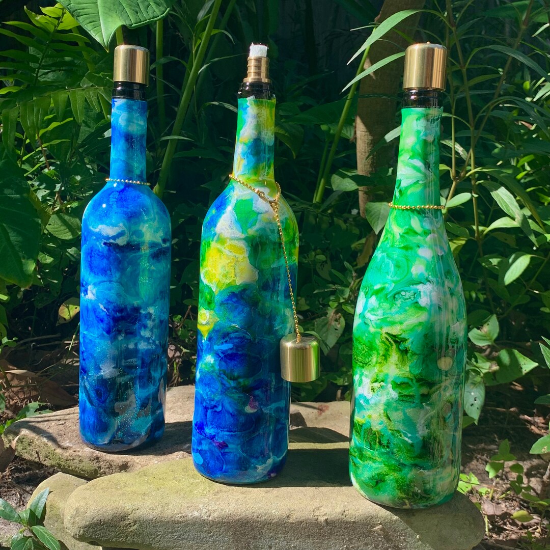 Wine Bottle Tiki Torch Tabletop Use! - Etsy