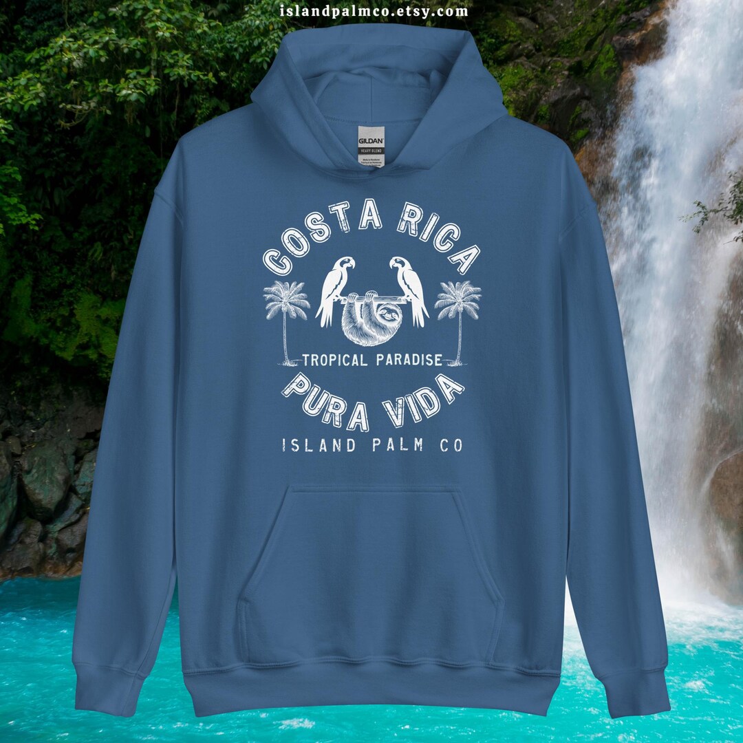 Costa Rica Pura Vida Sloth and Macaw Unisex Hoodie/costa Rica Souvenir ...