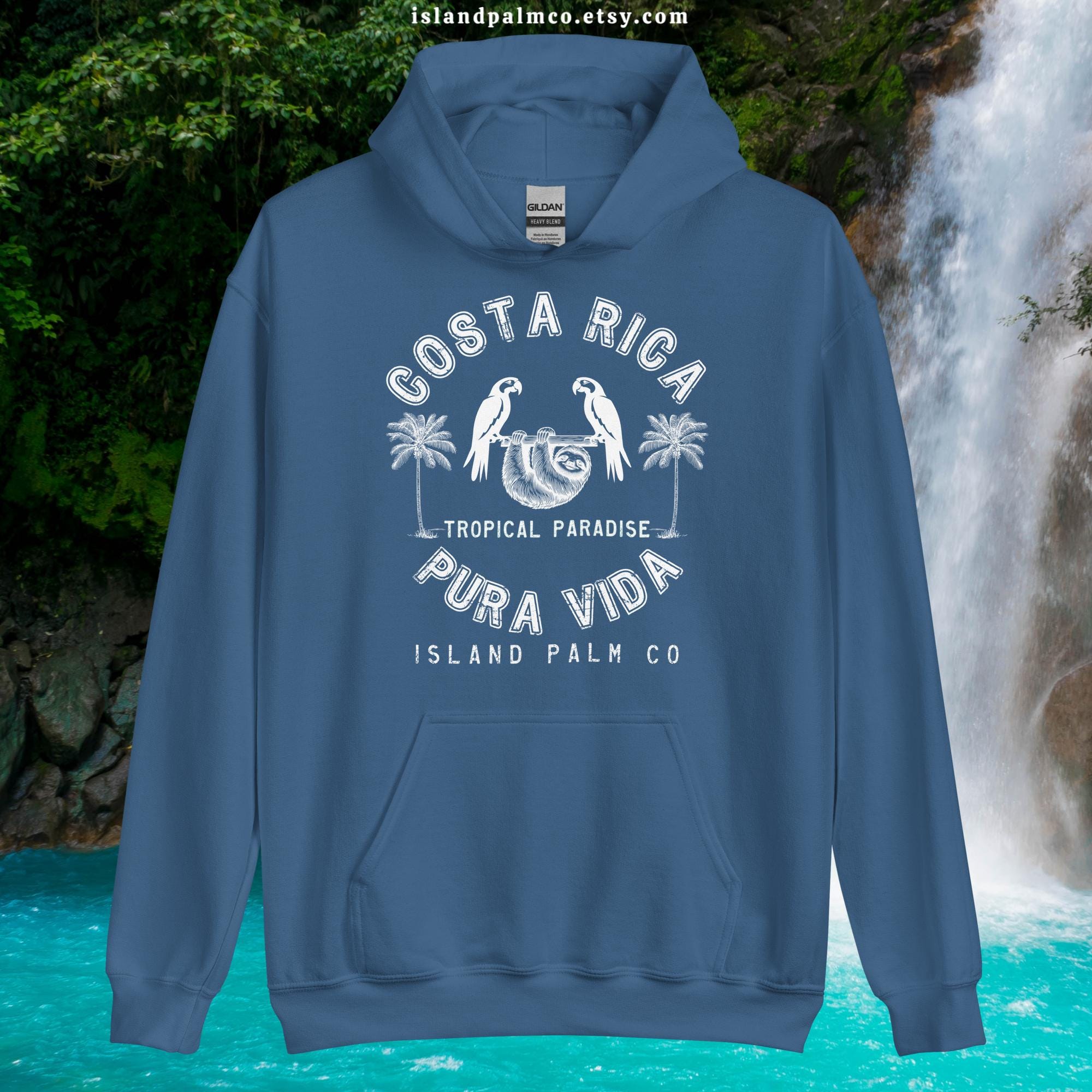 Costa Rica Pura Vida Sloth and Macaw Unisex Hoodie/costa Rica Souvenir ...