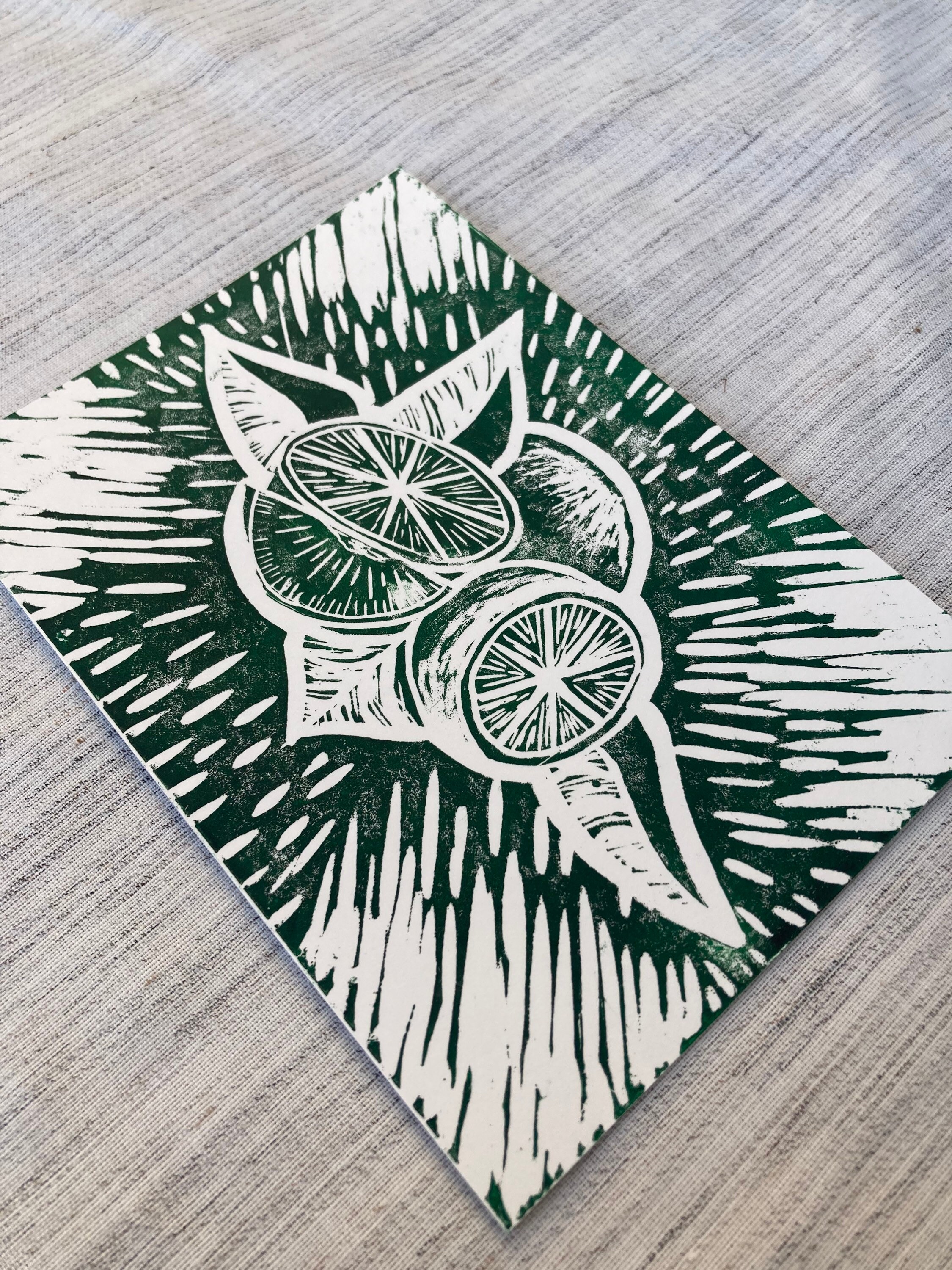 Green Calamansi Block Print - Etsy