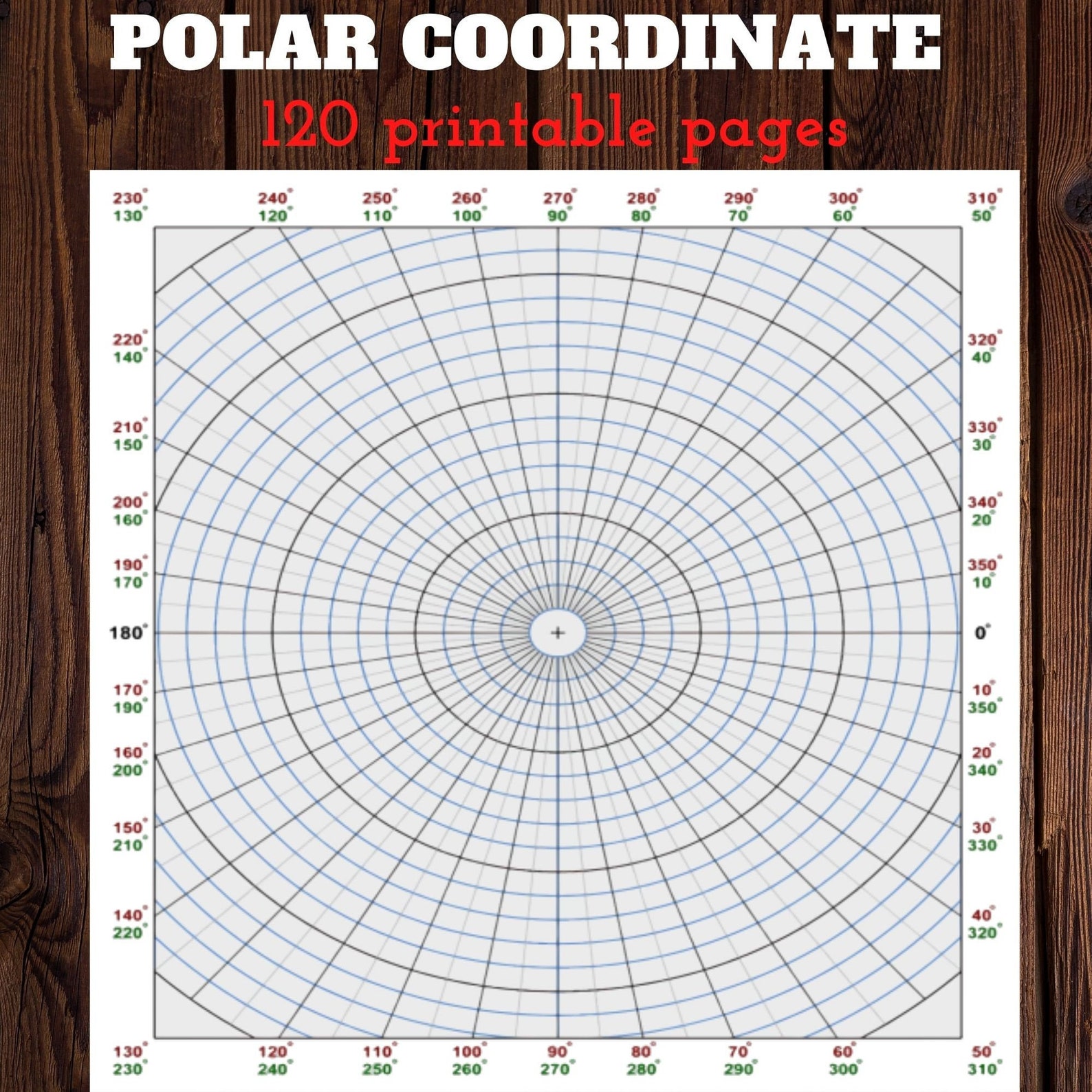 Polar graph paper Polar Coordinate paper Polar Coordinate | Etsy