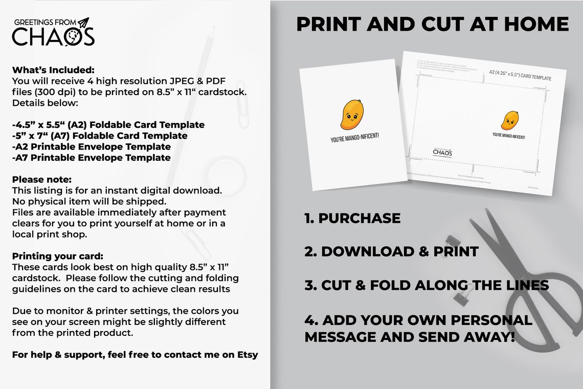 You're Mango-nificent Printable Card | Fruit Greeting Card, Funny Mango ...