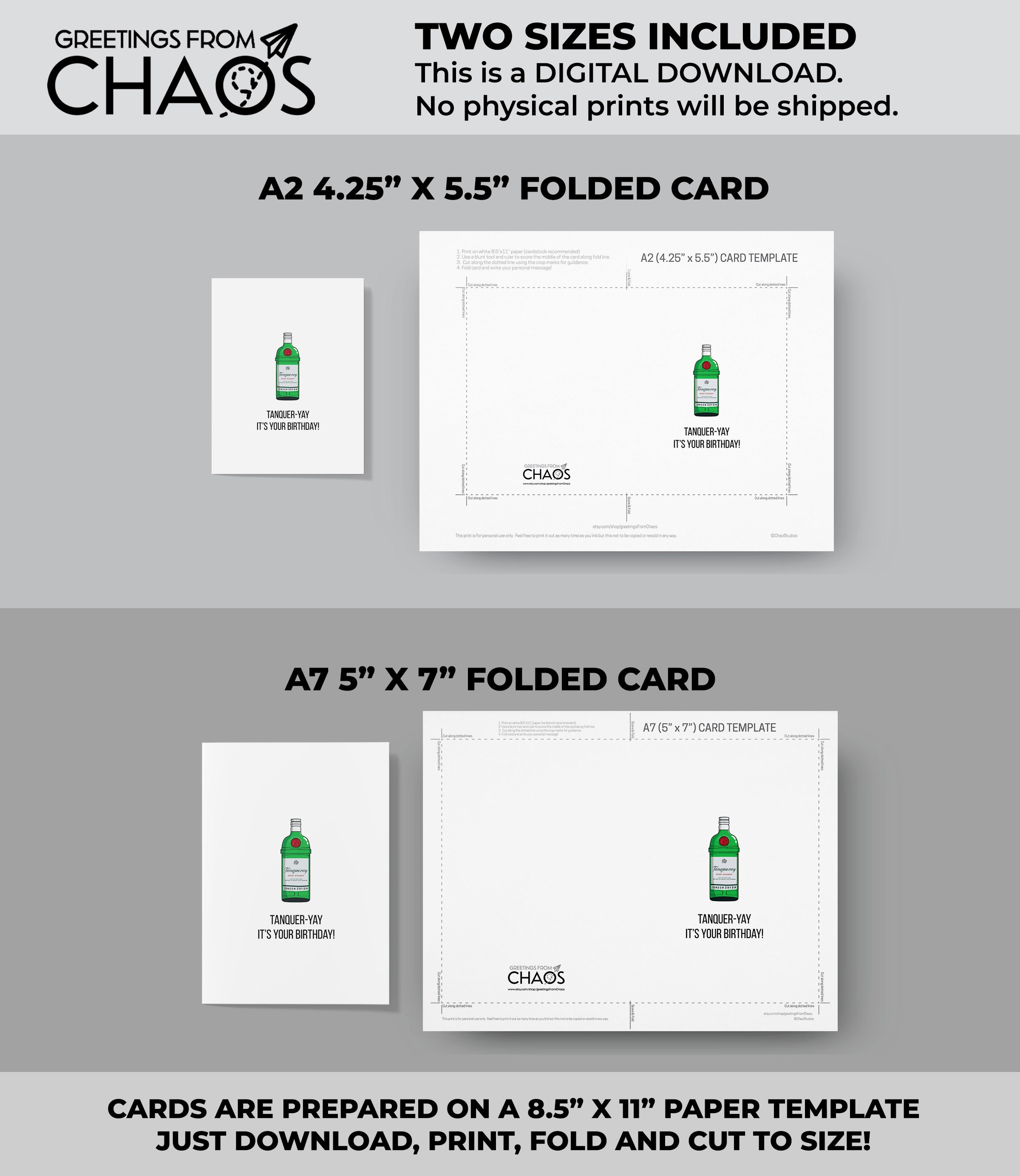 Tanquer-yay It's Your Birthday Printable Card | Punny Card, Alcohol ...