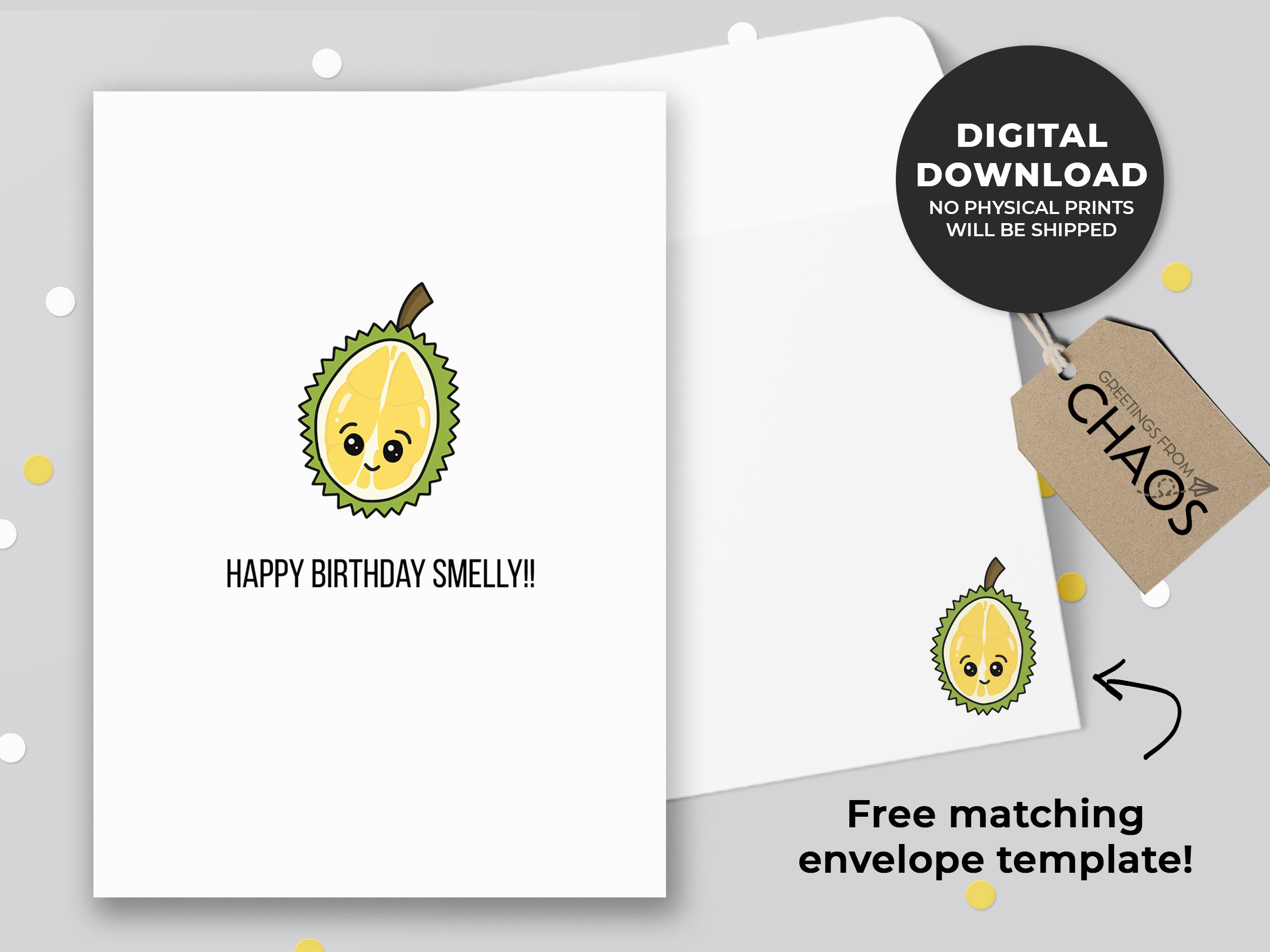 Happy Birthday Smelly Printable Card | Funny Birthday Card, Kawaii ...