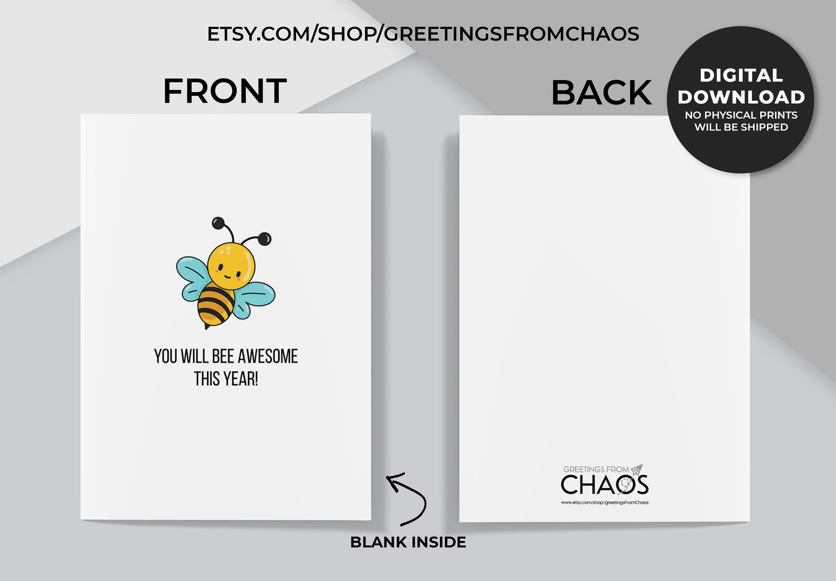 You Will BEE Awesome This Year Printable Card | Card for Teachers ...
