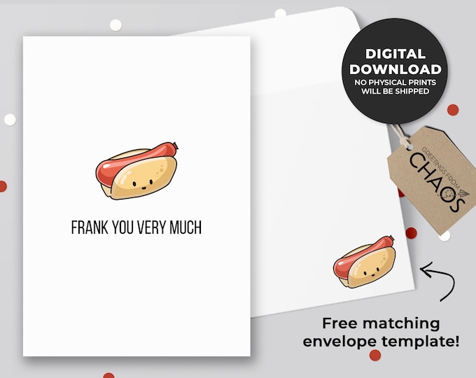 Dachshund Funny Thank You Card, Pet Dog Thanks Humorous Pun Greeting ...