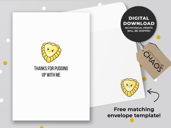Thanks for Pudding up With Me Printable Card Punny - Etsy