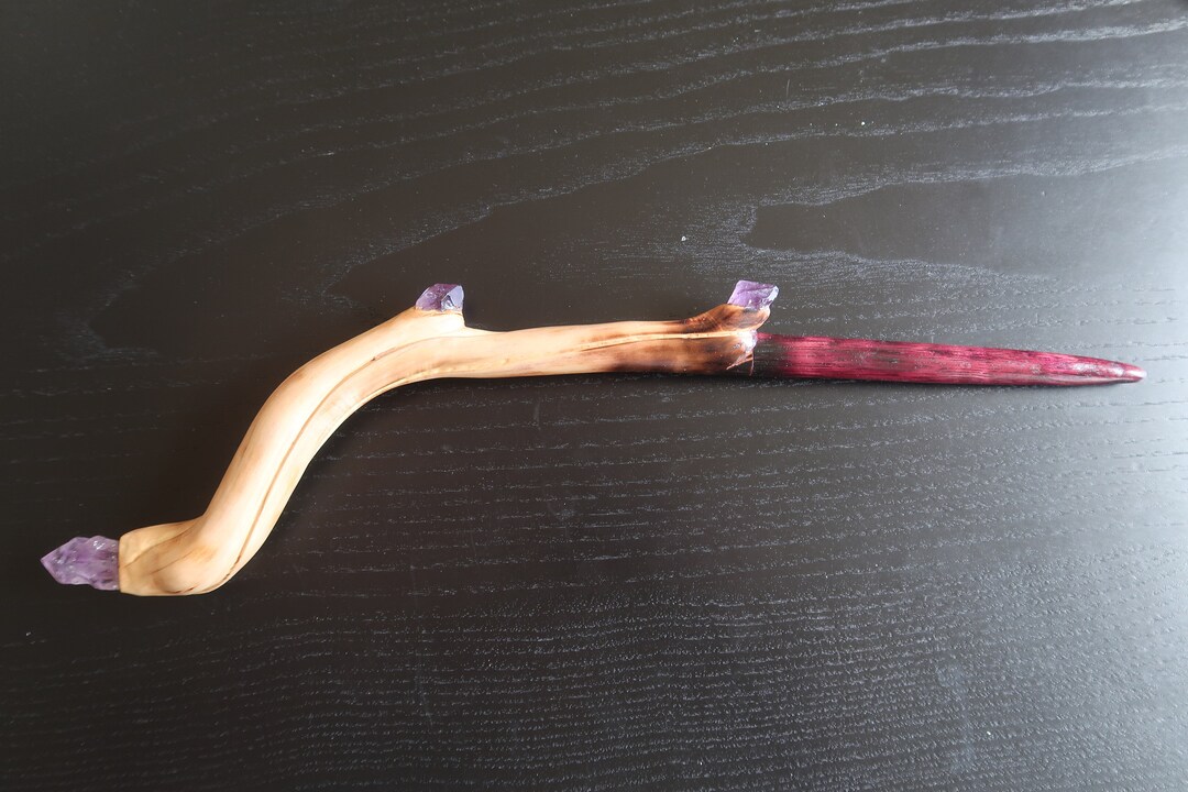 Hand Carved Witches or Wizards Wand. Chaos Amethyst Wand. Manzanita and ...