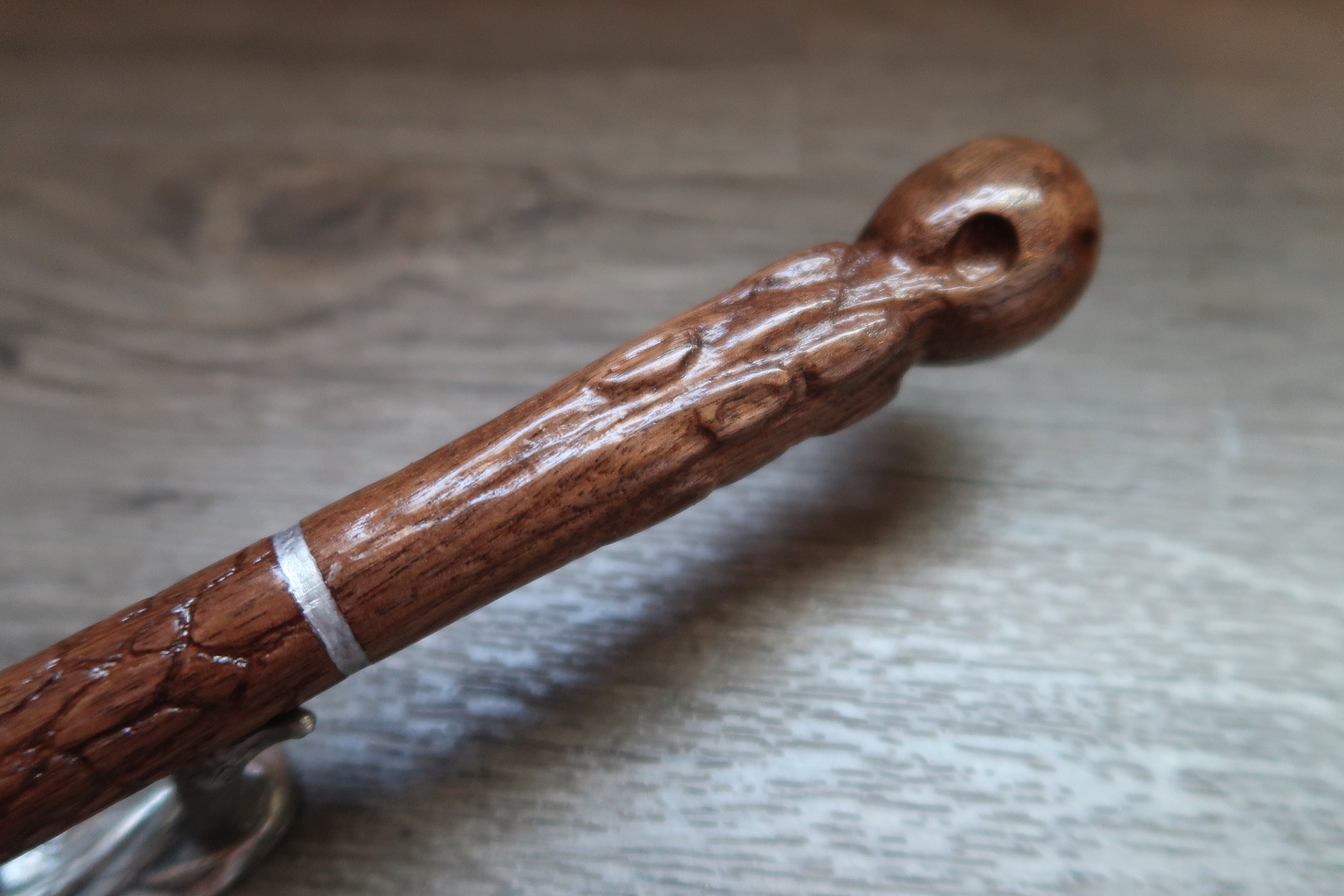 Hand Carved Witches or Wizards Wand. Snake Skin or Crocodile Scale ...