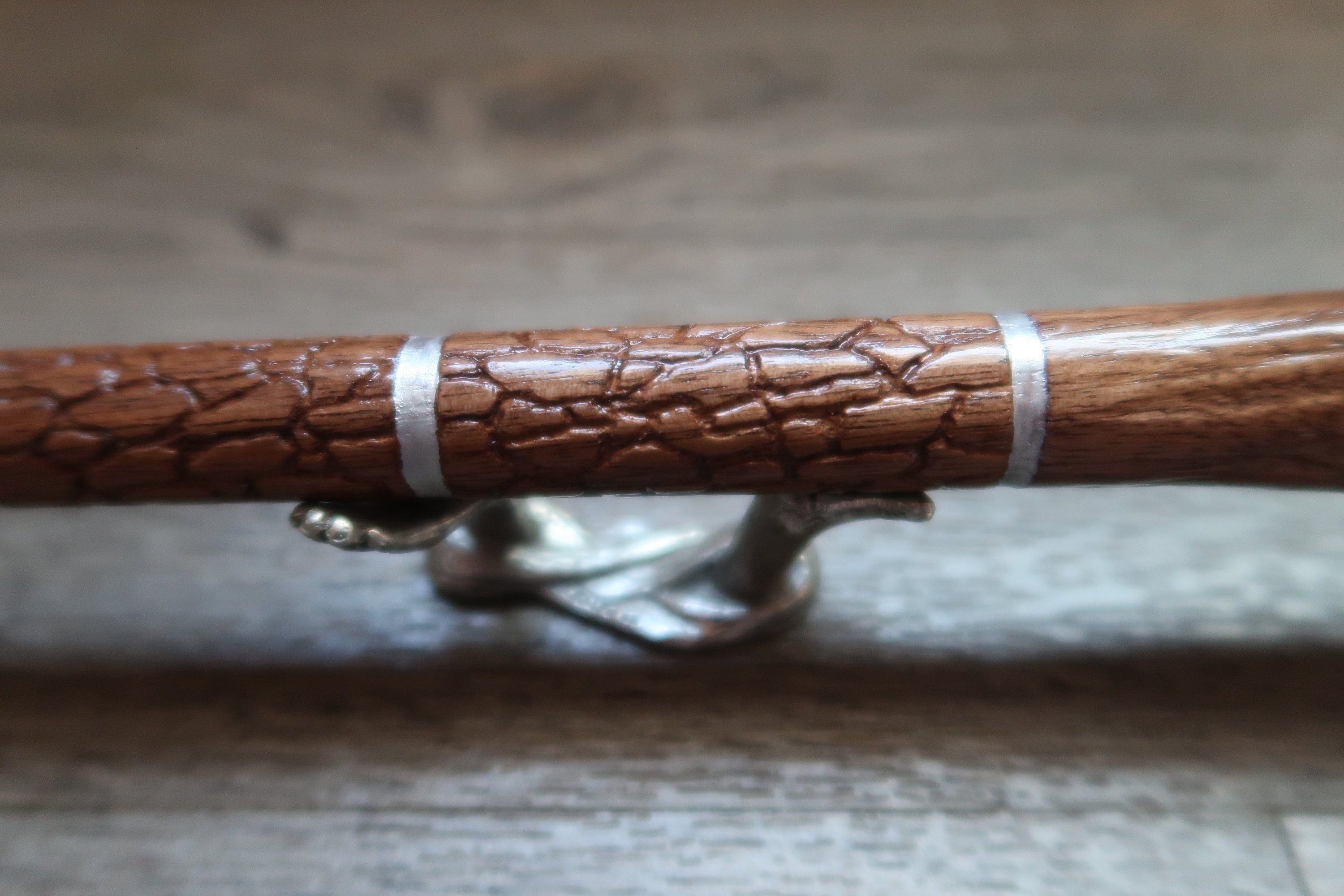 Hand Carved Witches or Wizards Wand. Snake Skin or Crocodile Scale ...