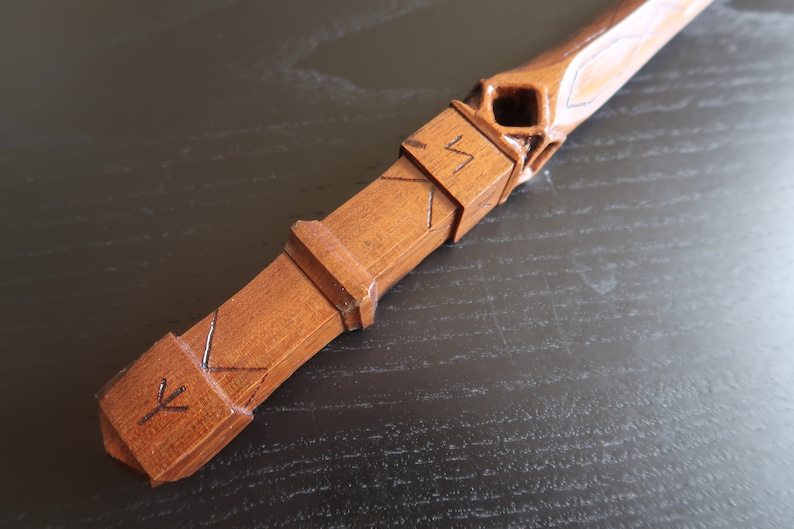 Hand Carved Witches or Wizards Wand. Dwarvish Wand With Runes. Made ...