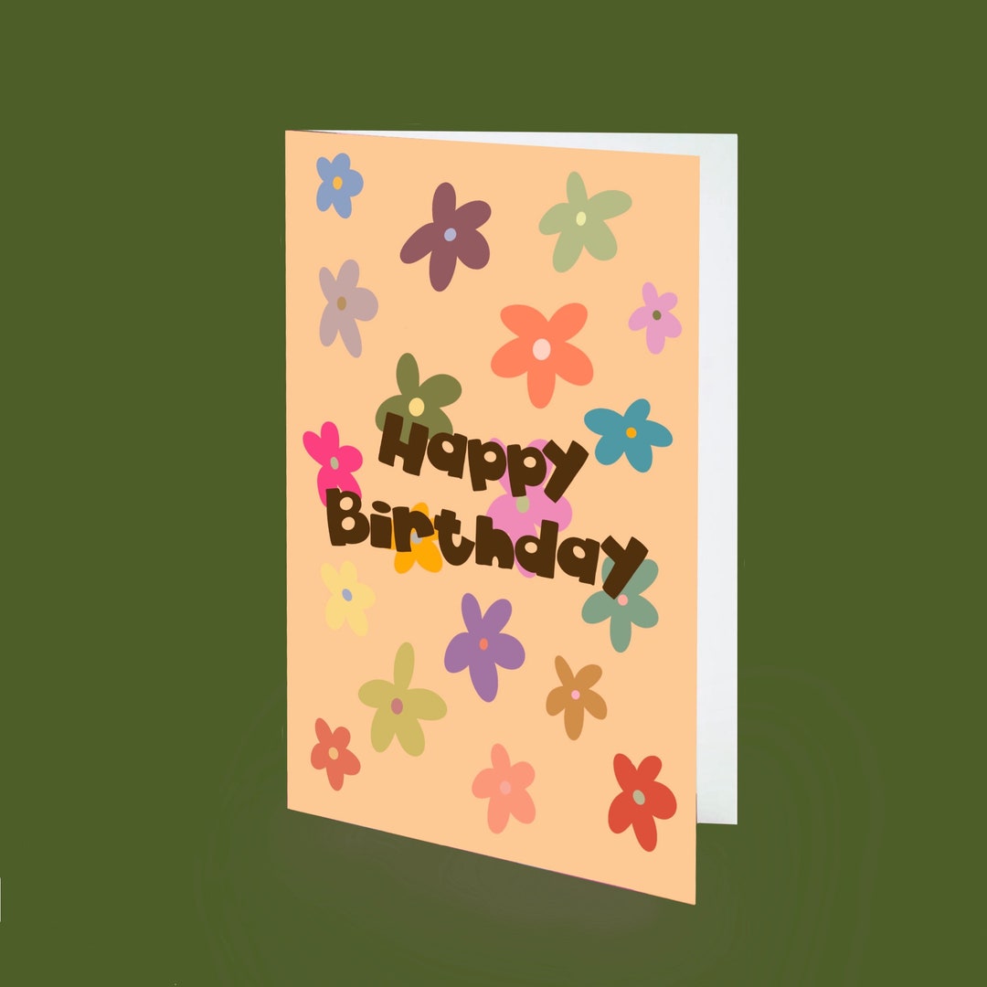 Groovy Happy Birthday Card - Etsy