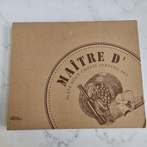 Maitre D Slate Rock Cheese Serving Set 4 Pcs With Cheese Knives ...