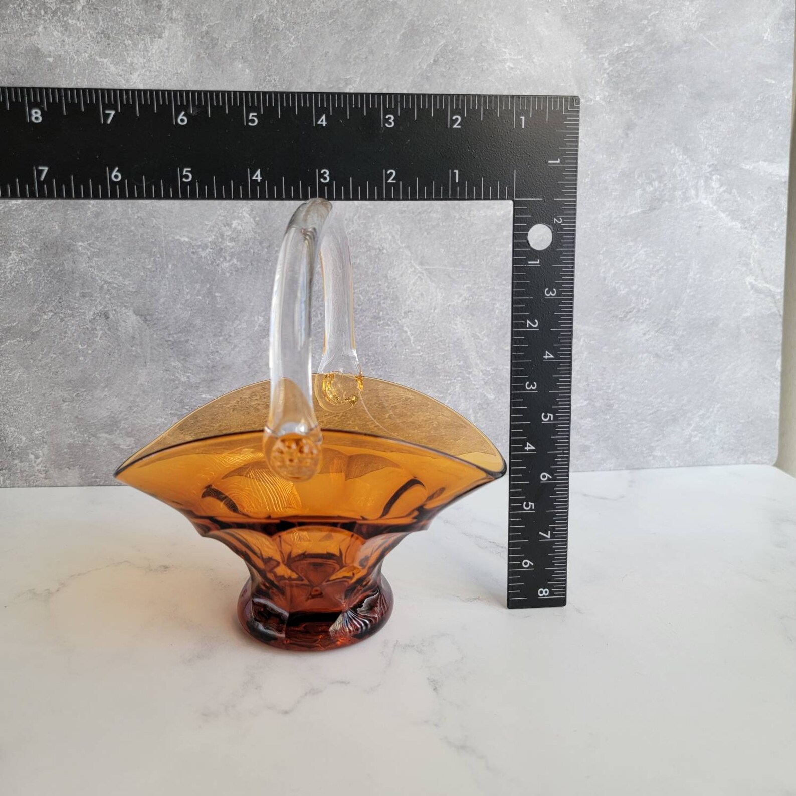 Vintage Red Orange Tiara Basket With Clear Handle Amber - Etsy