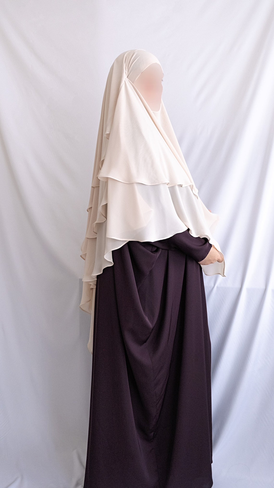 Layered Maxi Chiffon Khimar Muslim Hijab | Etsy