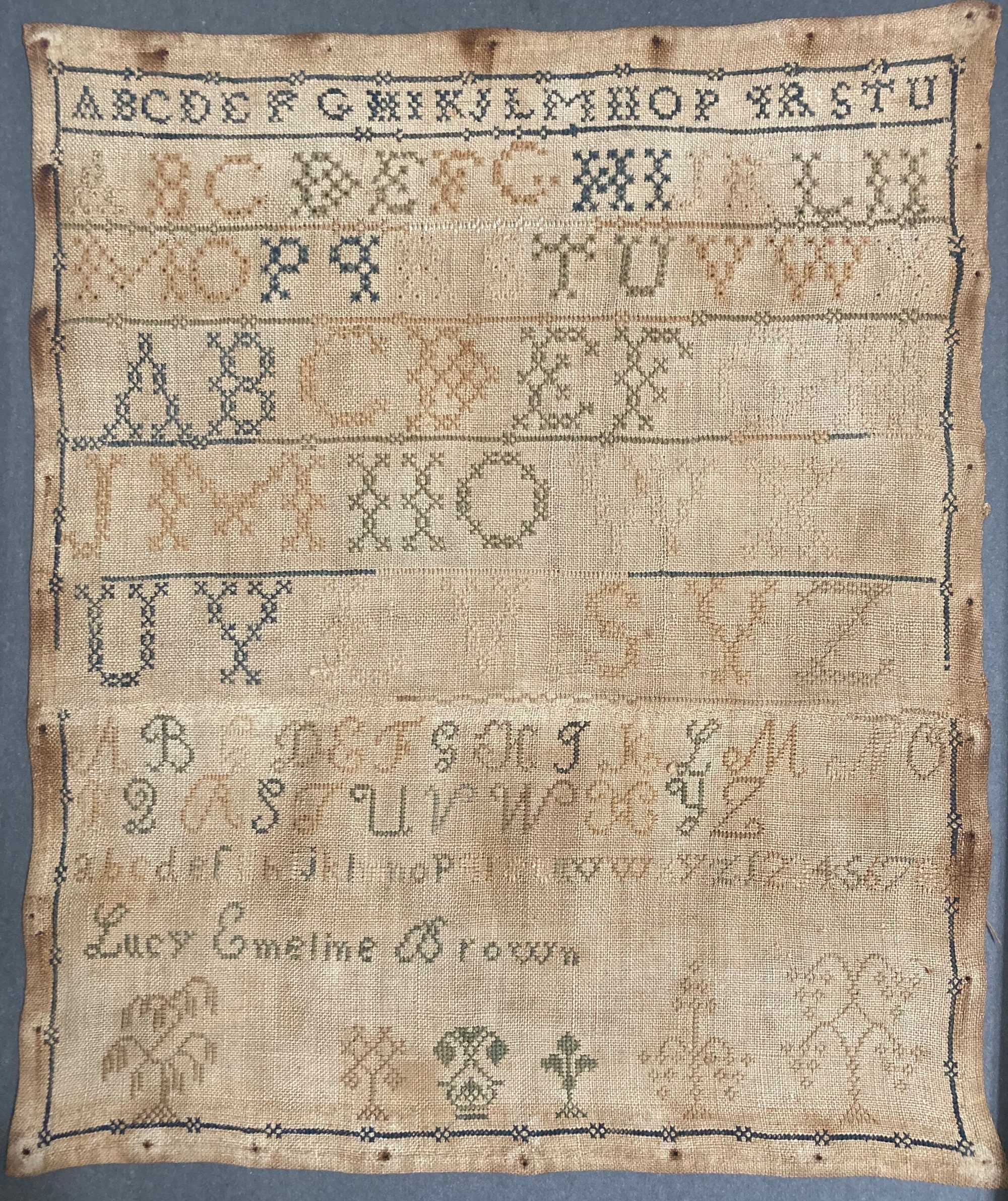 Lucy Emeline Brown Antique Reproduction New York Sampler by a Mayflower ...