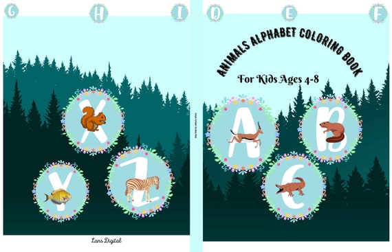 Animal Alphabet Coloring Book for Kids Children Pre-schoolers | Etsy