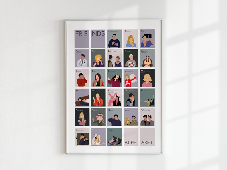 Abc's of Friends TV Show Alphabet Poster Friends Digital Art Print ...
